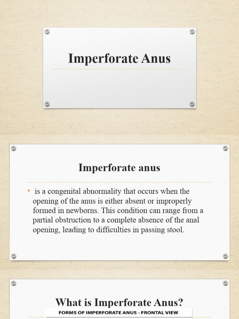 Imperforate Anus PPT | PDF | Constipation | Diseases And Disorders