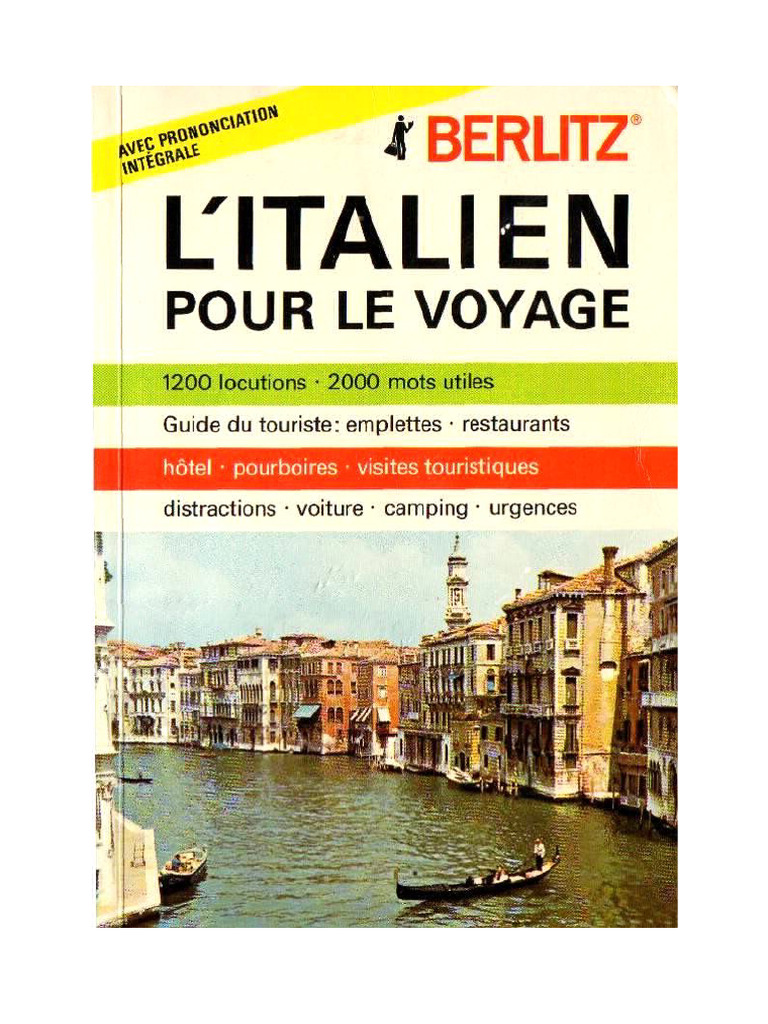 Langue Italien Berlitz Guide de Conversation Et Lexique Pour Le Voyage Vocabulaire | PDF