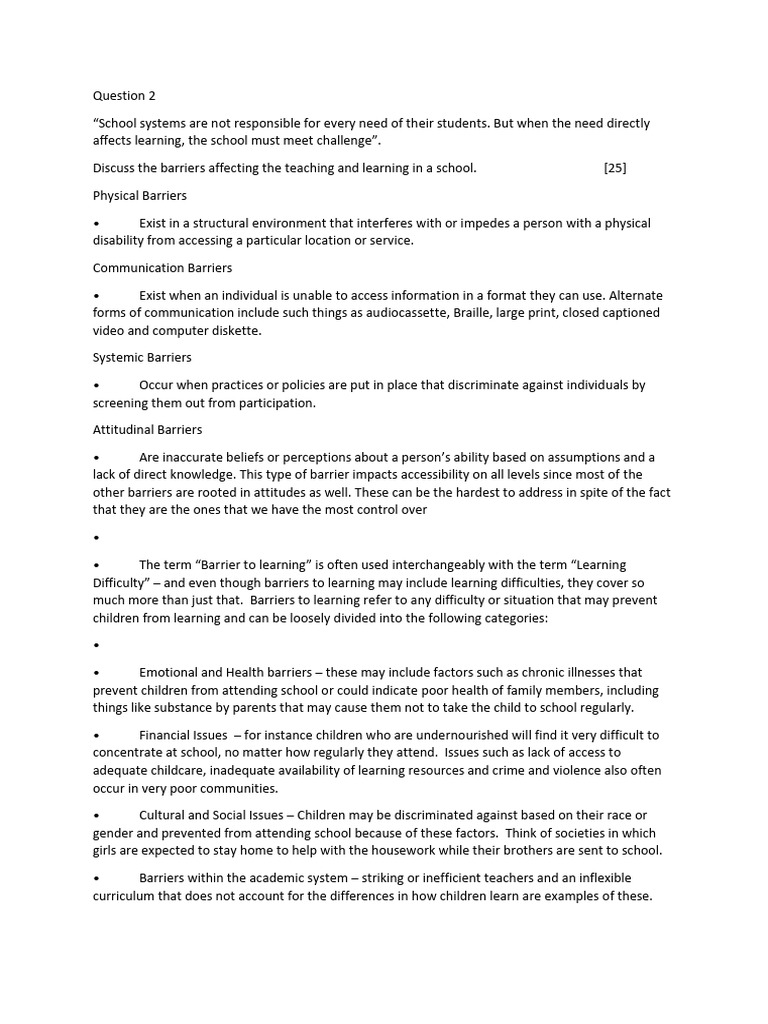 Barriers to Learning | PDF | Learning Disability | Learning