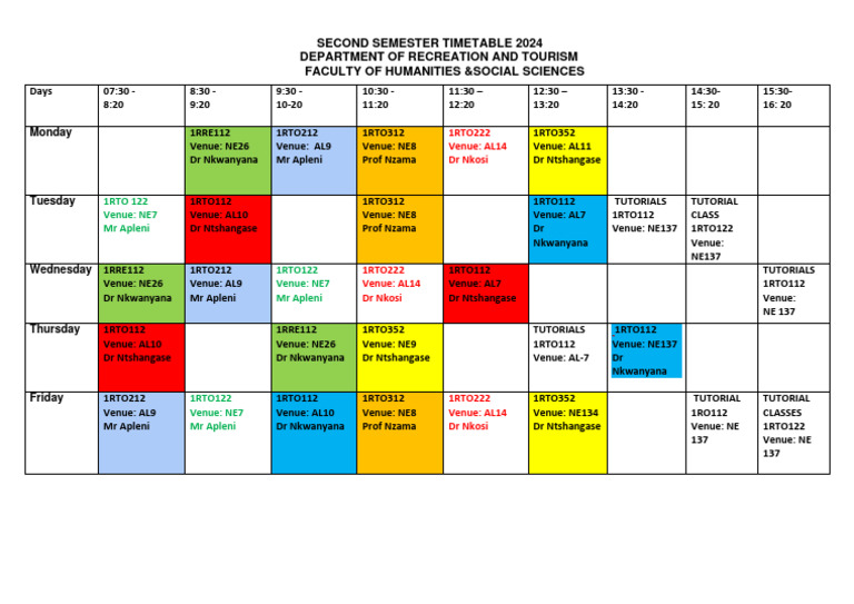 Second Semester Time Table 2024 | PDF