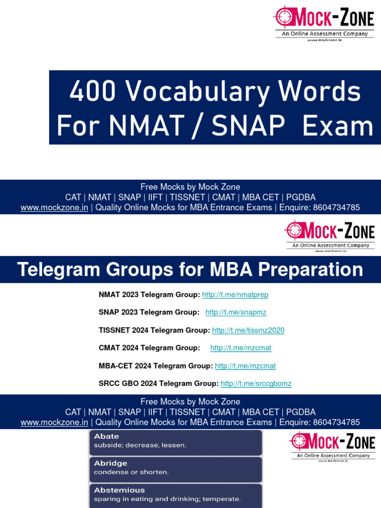 NMAT Vocabulary Words Guide | PDF | Qualifications | Vocational Education