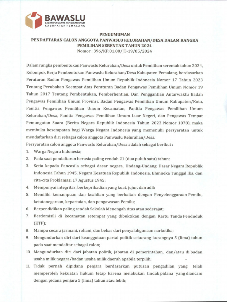 Pengumuman Pendaftaran PKD | PDF