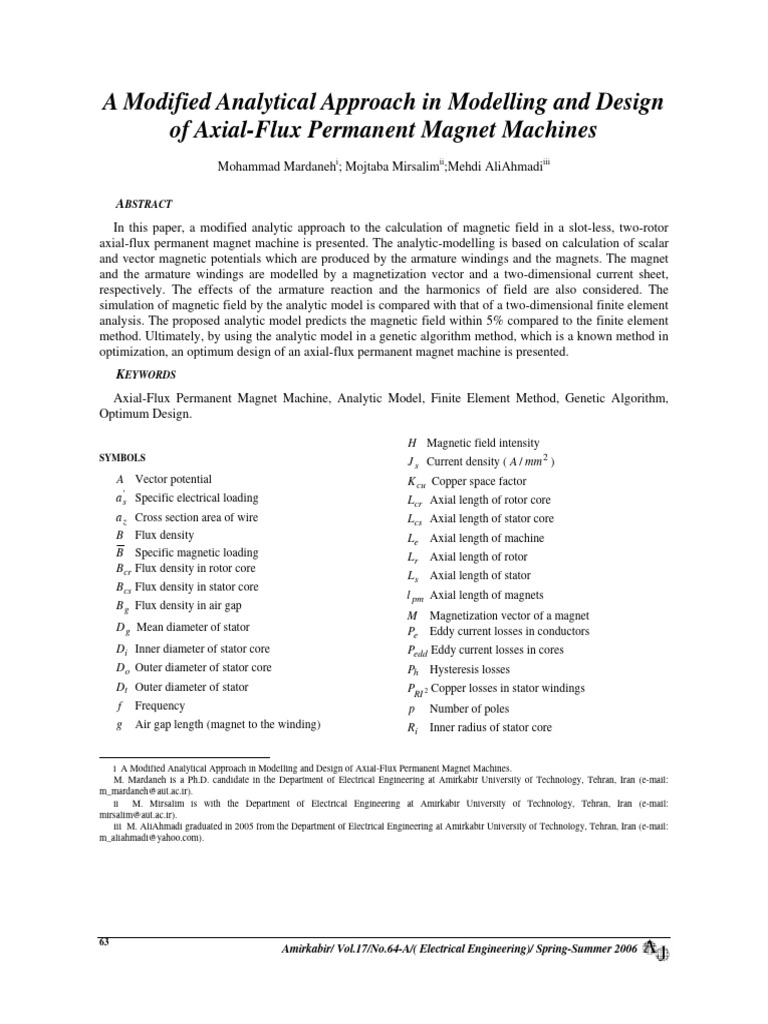 Modeling and Design of Axial Flux Perman | PDF | Electric Motor ... Modeling and Design of Axial Flux Perman | PDF | Electric Motor ...
