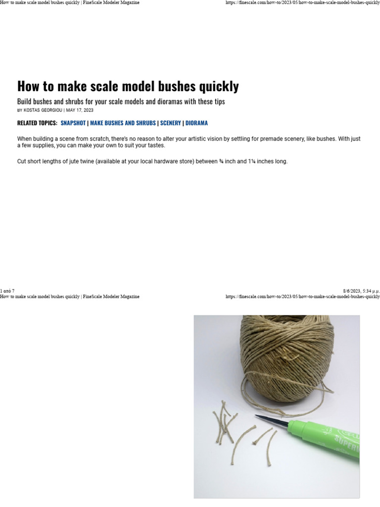 How To Make Scale Model Bushes Quickly FineScale Modeler Magazine | PDF