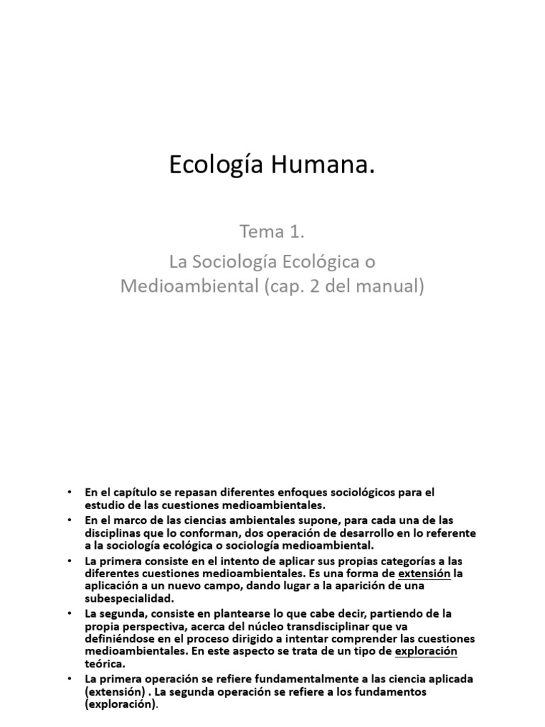 Tema 1 Ecología Ii Pdf Sociología Entorno Natural
