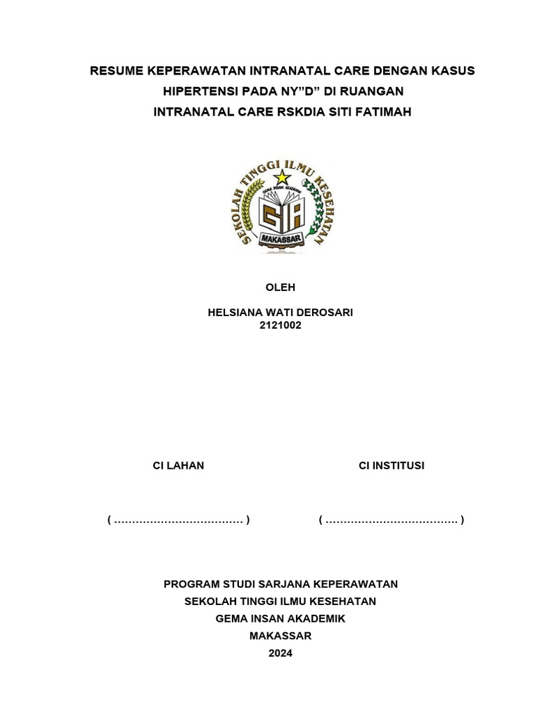 Keperawatan Intranatal: Kasus Hipertensi dan Robekan Perineum | PDF ...