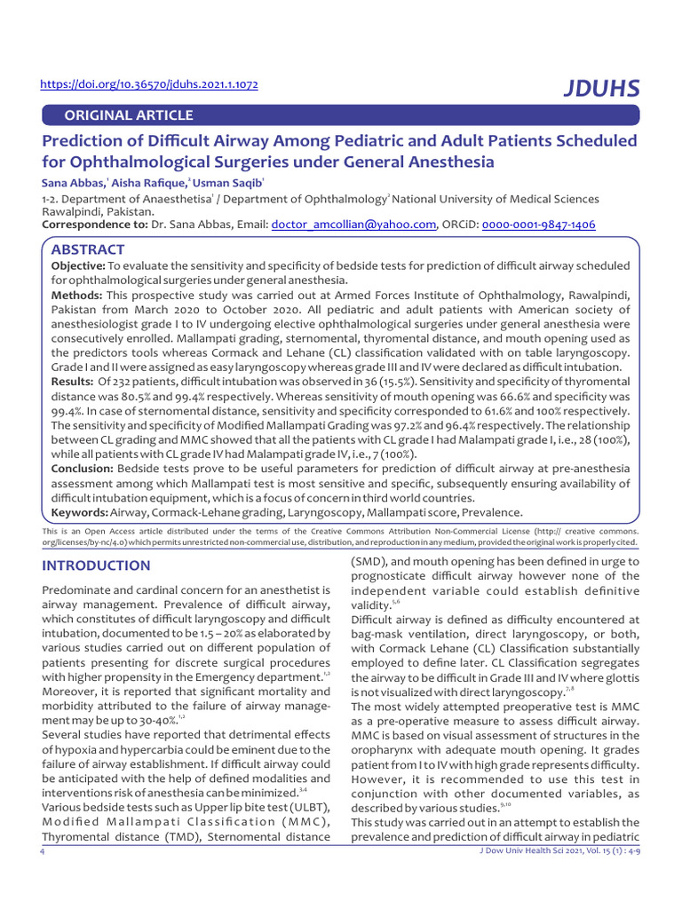 Difficult Airway-Compressed | PDF | Anesthesia | Sensitivity And ...