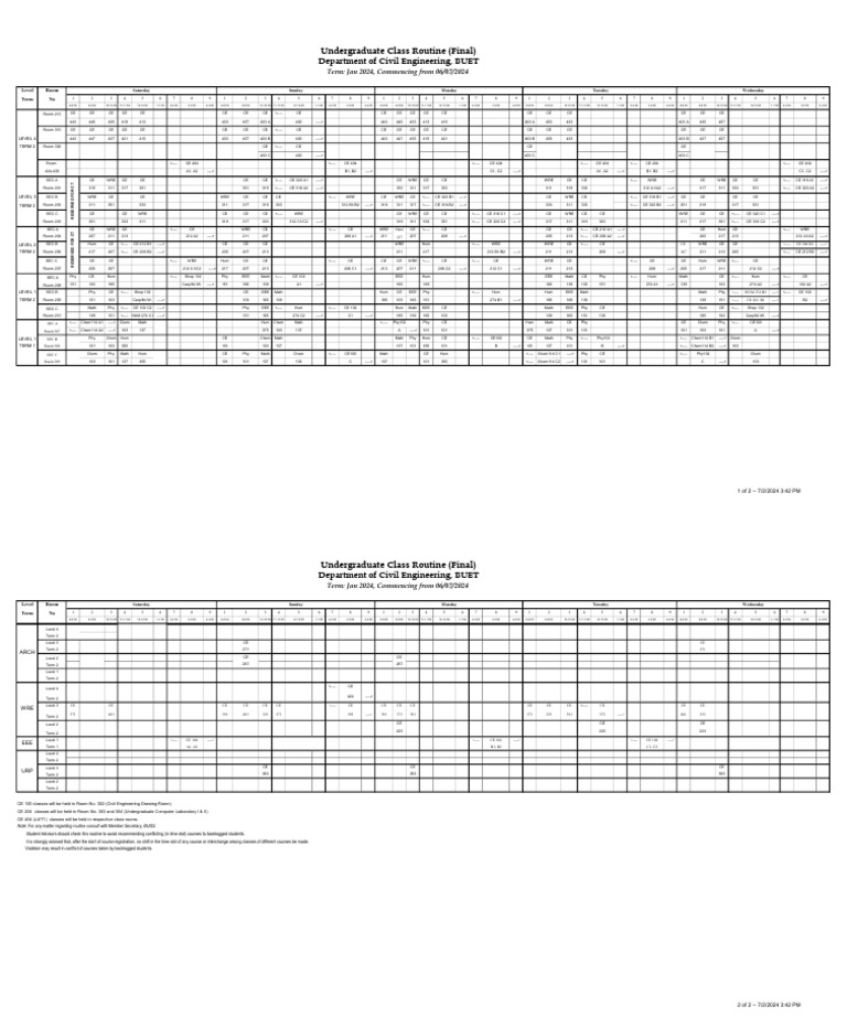 Class Routine January 2024 Pdf
