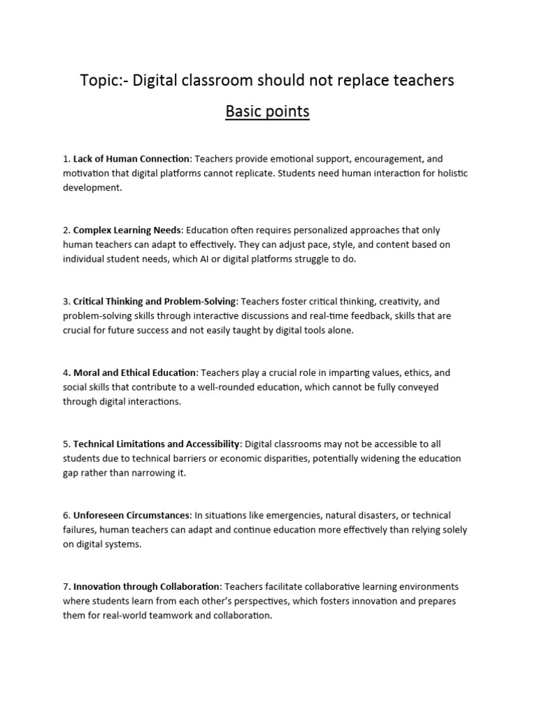 Why Digital Classrooms Can't Replace Teachers | PDF | Teachers | Learning
