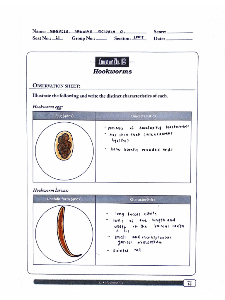 27 MANUELE Activity Sheet 12 | PDF | Medical Specialties | Parasitology