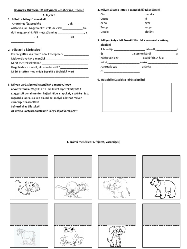 Olvasmánynapló Mantyusok | PDF