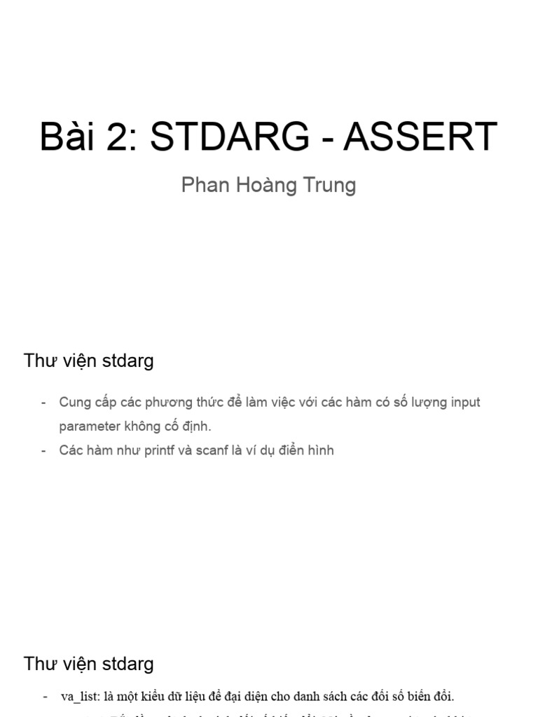 Bài 2 - STDARG - ASSERT | PDF