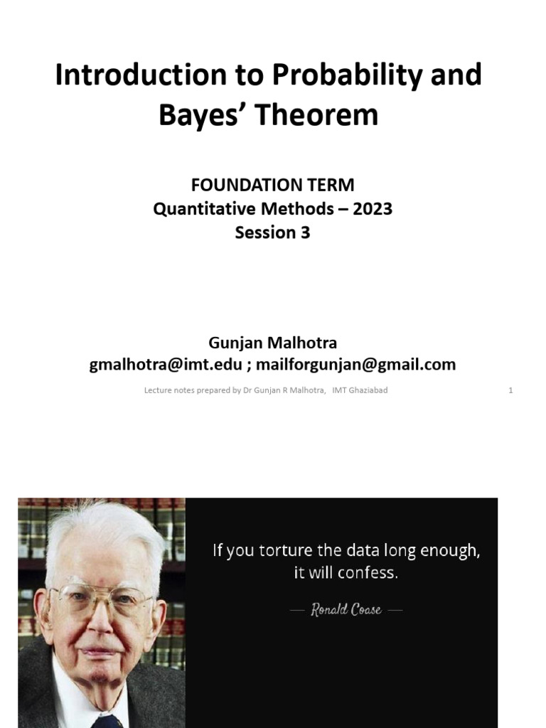 Probability - Session 3 2023 | PDF | Probability | Statistics