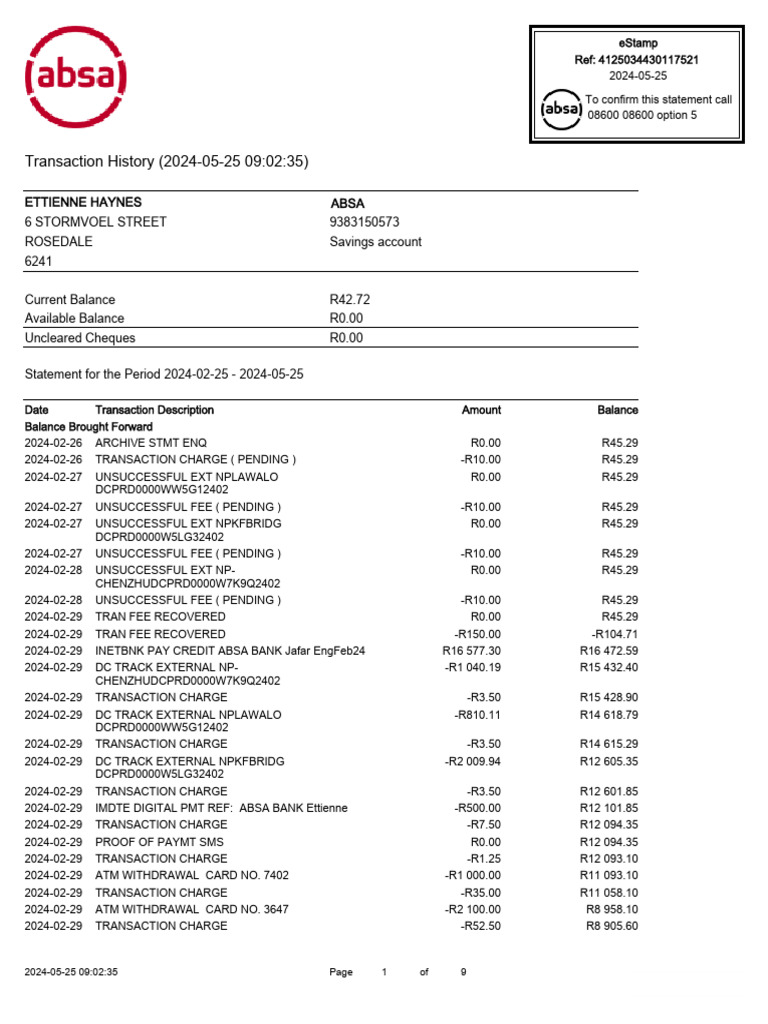 ETTIENNE HAYNES - 2024-05-25 - Stamped | PDF | Debit Card | Stored Value Card