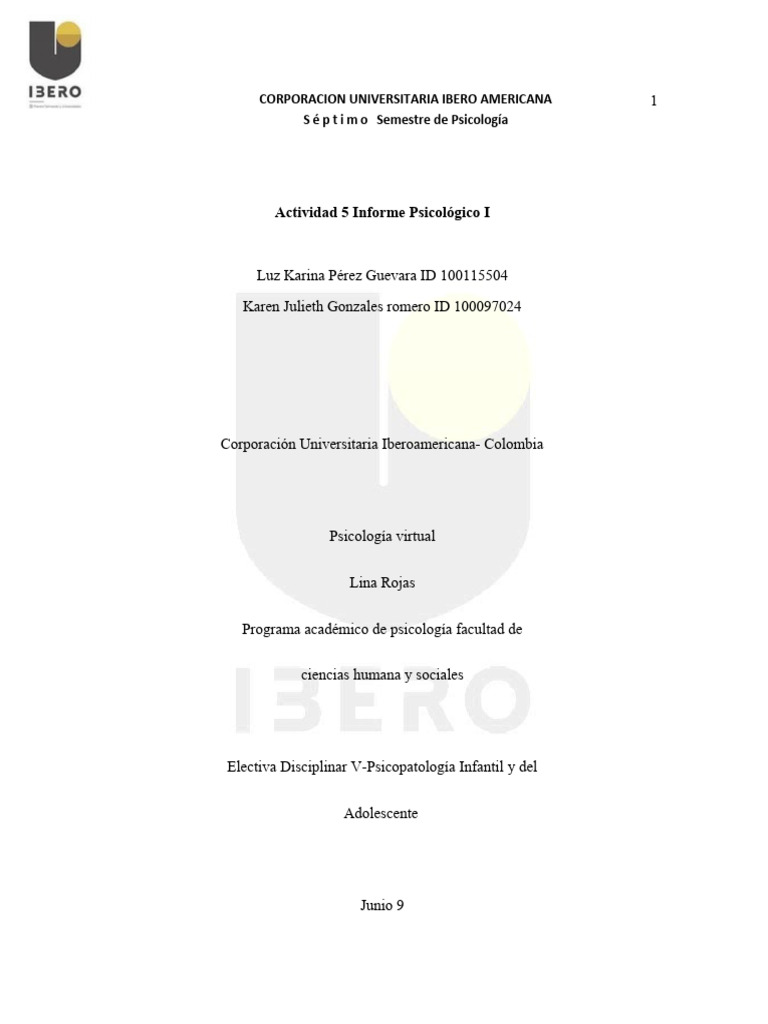 ACTIVIDAD 5 Informe Electiva V | PDF | Sicología | Comportamiento