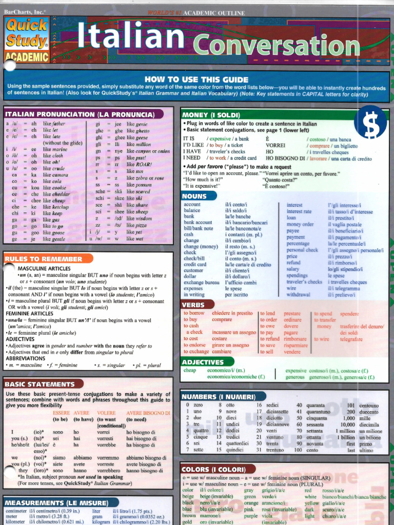 Italian Study Sheets | PDF