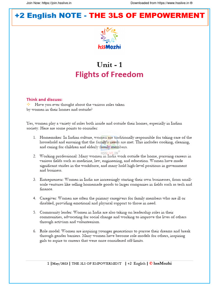 Hsslive-xii-eng-unit-1-lesson-1-THE 3LS OF EMPOWERMENT | PDF | Woman ...