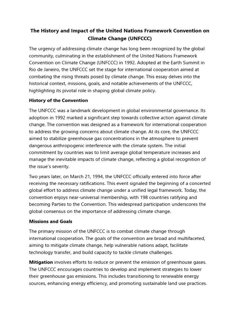 the UNFCCC | PDF | United Nations Framework Convention On Climate ...
