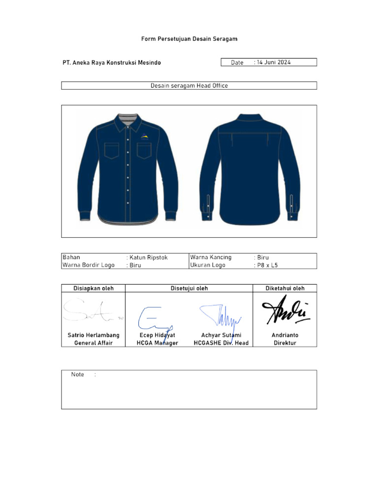 Form Persetujuan Desain Seragam ARKM-1 240705 1433 240705 145318 | PDF