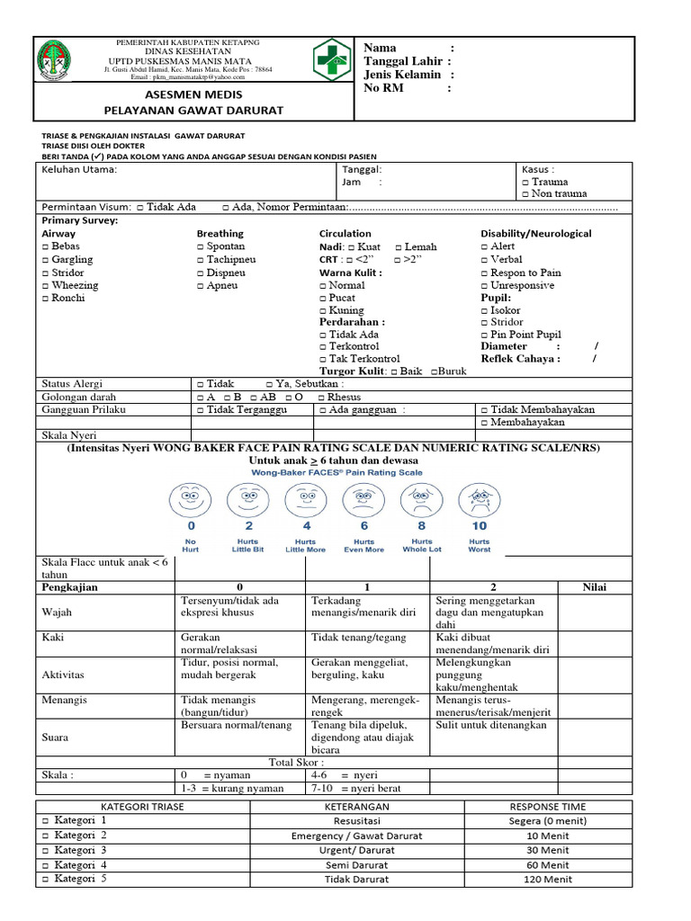 Formulir Triase dan Pengkajian IGD | PDF