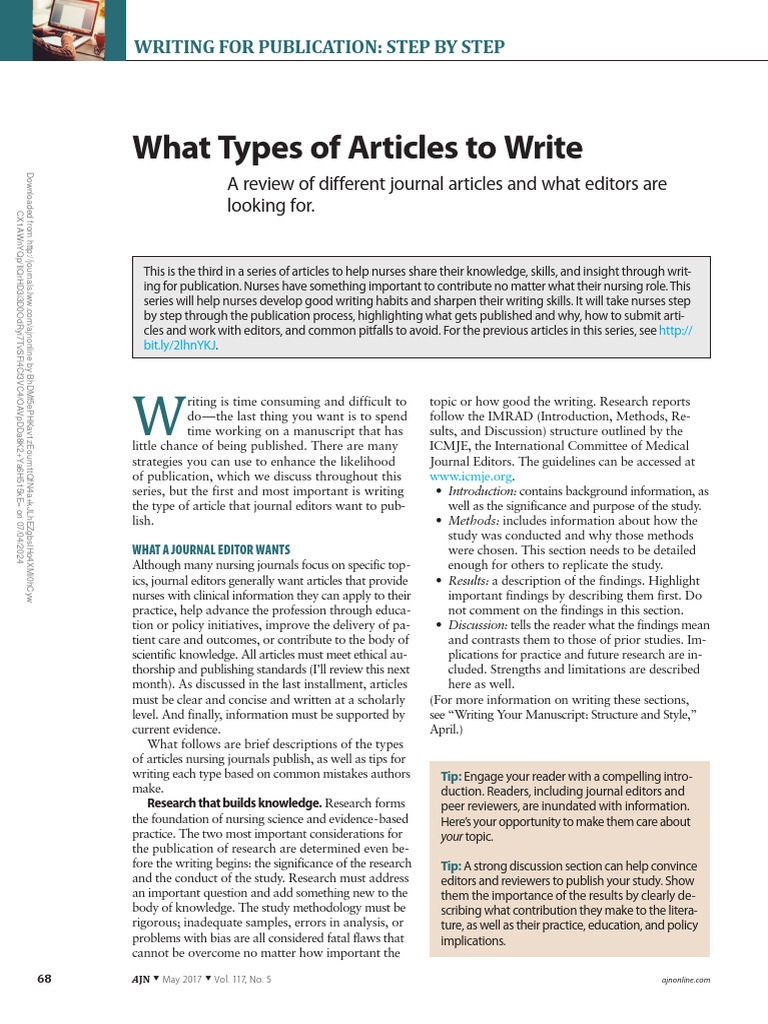 What Types of Articles To Write.31 | PDF | Systematic Review | Nursing