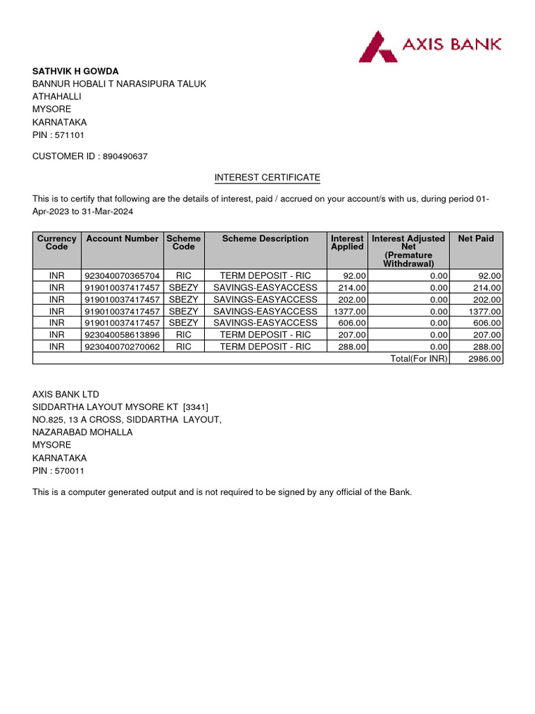 Axis Interest Certificate 2023 2024 1712149090687 | PDF