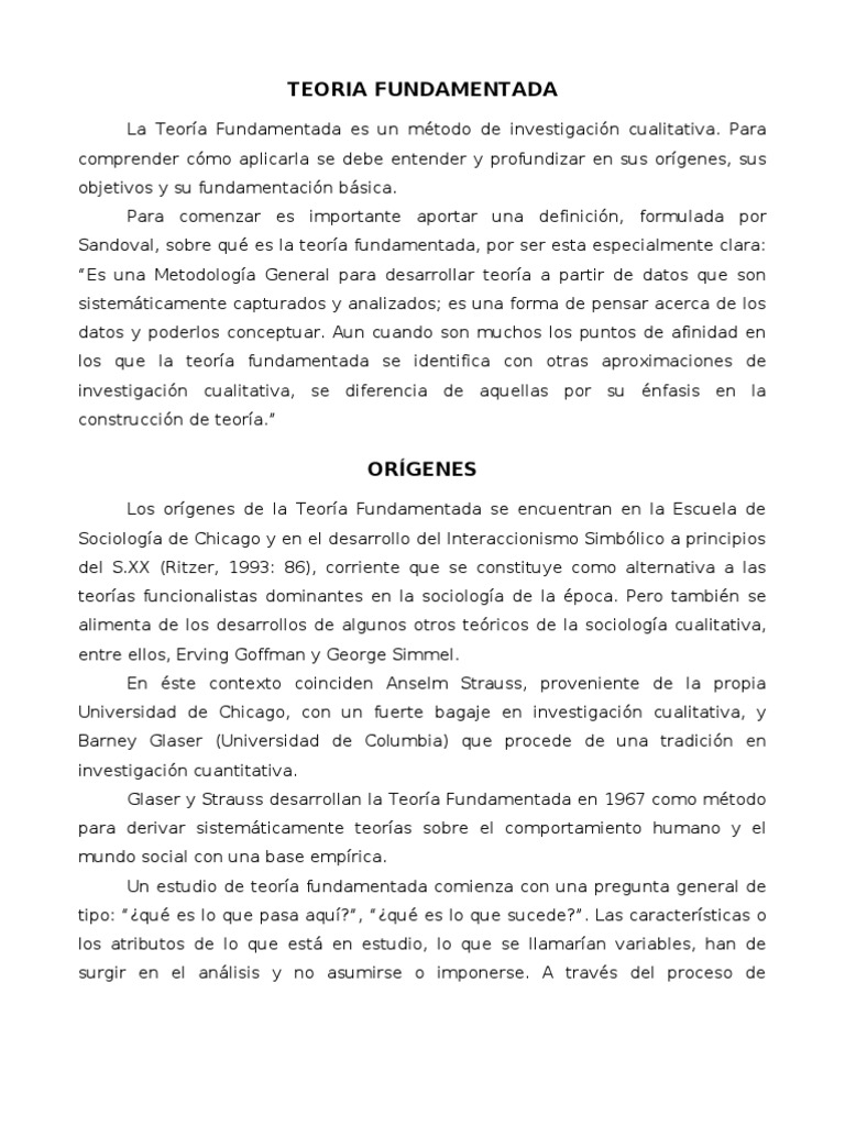 Introducción a la Teoría Fundamentada | PDF | Sociología ...