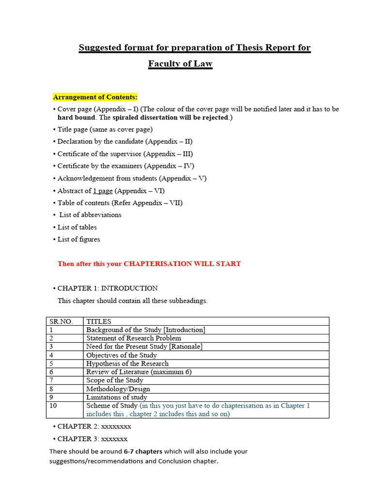 Suggested Format For Preparation of Thesis Report For Faculty of Law-1 ...
