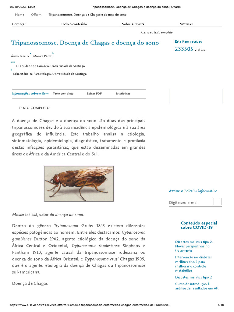 Tripanossomose: Chagas e Doença do Sono | PDF | Causas de morte | Remédio