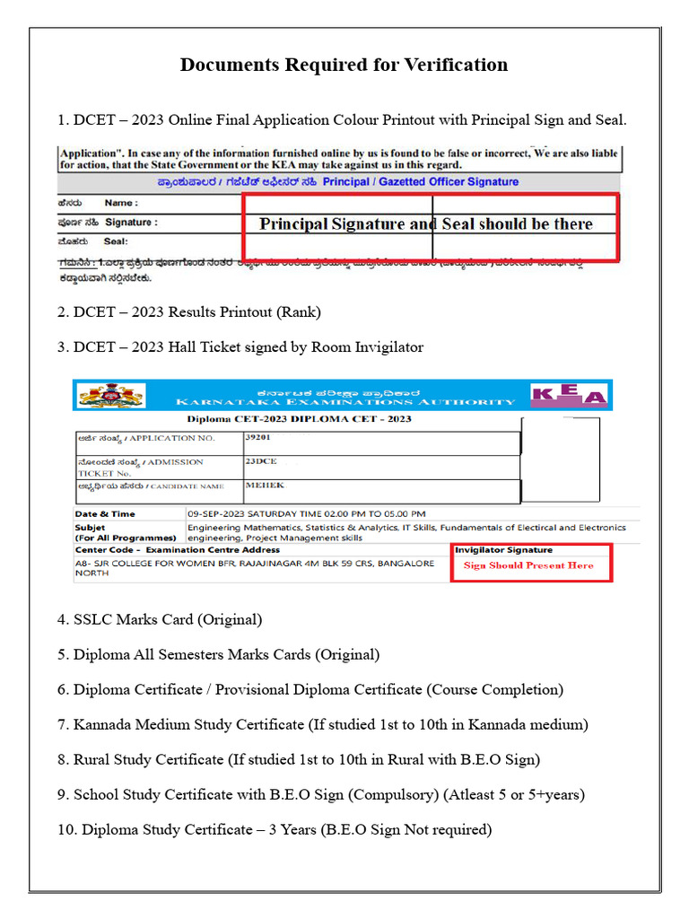 Documents Required For Verification | PDF