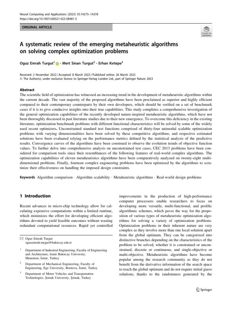 A Systematic Review Of The Emerging Metaheuristic Algorithms On Solving 7200