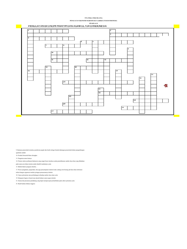 Tts (Teka-Teki Silang) Penguatan Ekonomi Maritim Dan Agrikultur Di ...