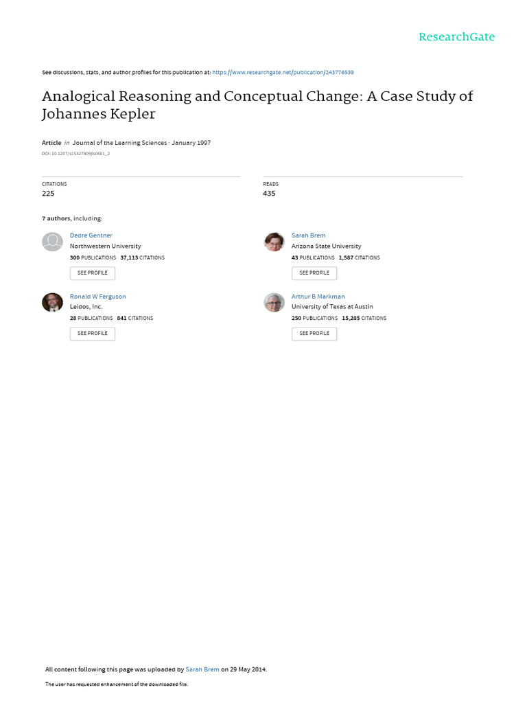 Analogical Reasoning and Conceptual Change A Case | PDF | Johannes Kepler | Heliocentrism