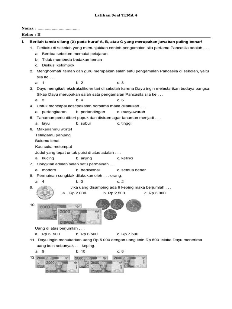 Soal Ulangan Tema 4 Kelas 2 SD | PDF
