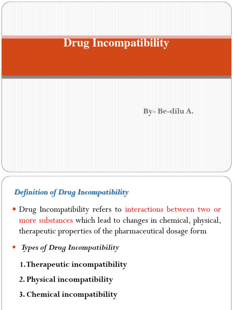 Drug Incompatibility | PDF | Solubility | Chemical Substances