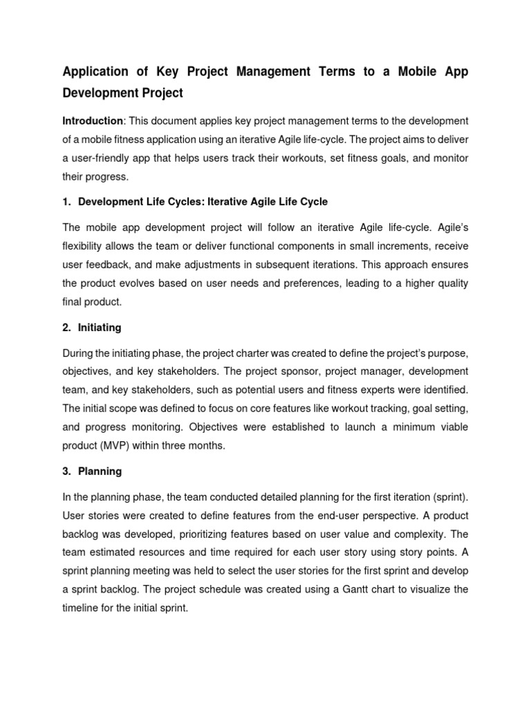 Application of Key Project Management Terms To A Mobile App Development Project | PDF | Project ...