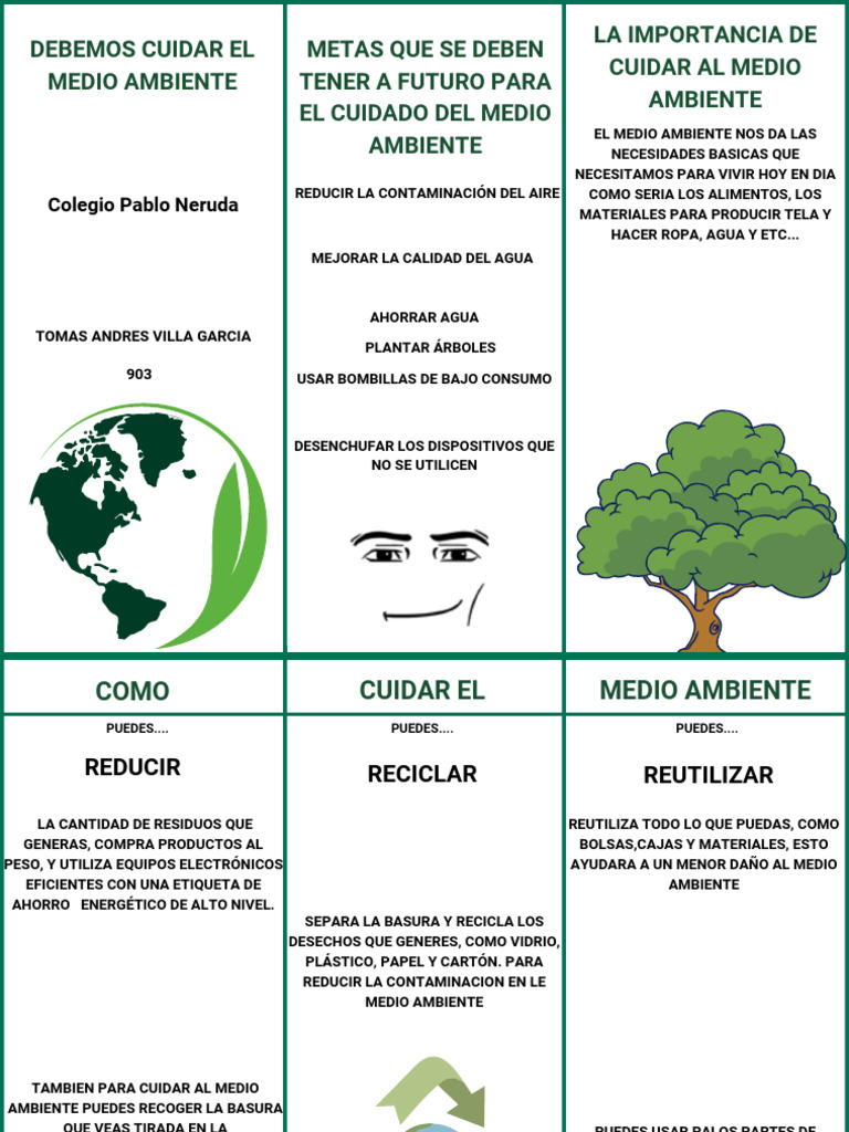 Folleto Cuidado Del Medio Ambiente | PDF | Residuos | Economía y medio ...