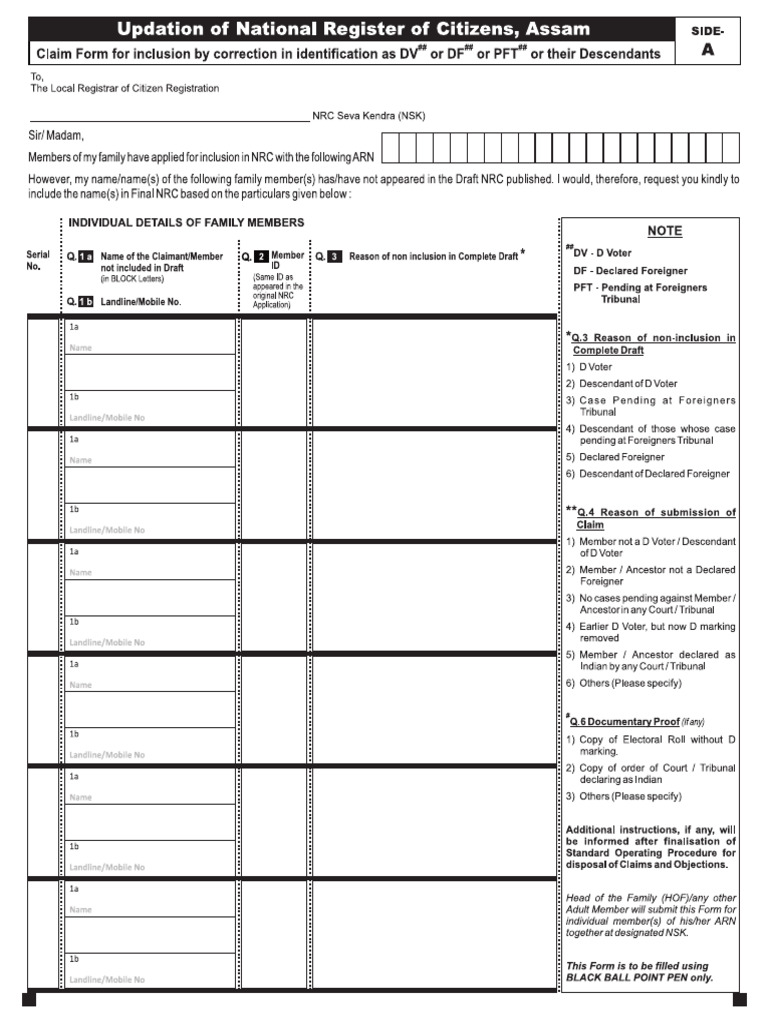 NRC Claims Form English | PDF