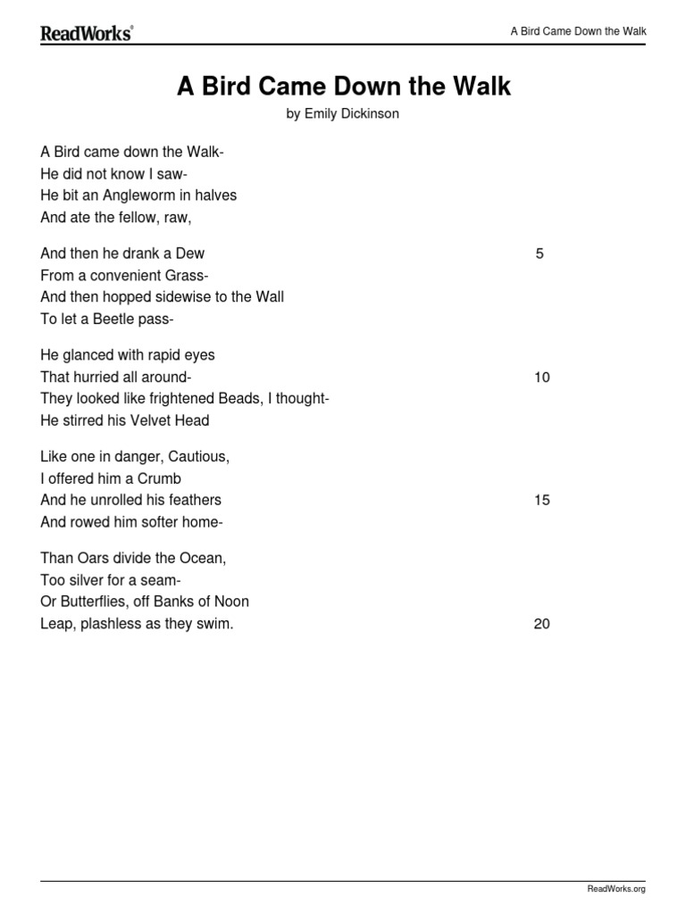 A Bird Came Down The Walk1 | PDF