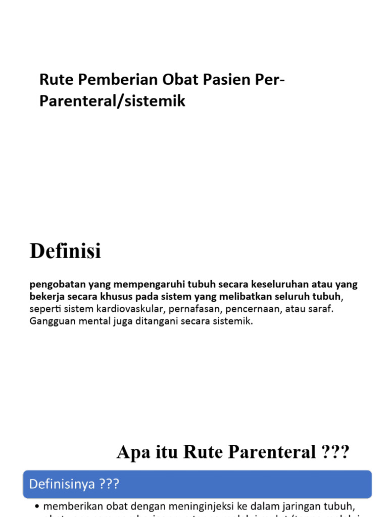 Rute Pemberian Obat Parenteral | PDF | Pengembangan Diri | Kesehatan ...