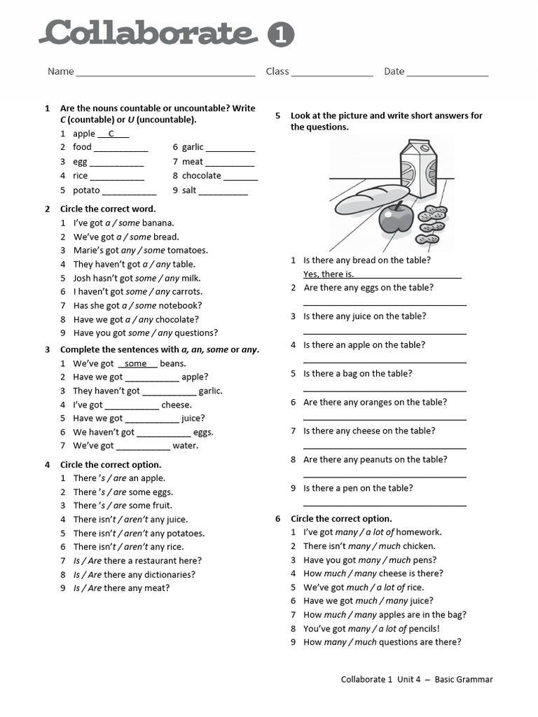 COL - TRB 1 - Basic - Grammar Unit 4 | PDF | Cooking | Cuisine