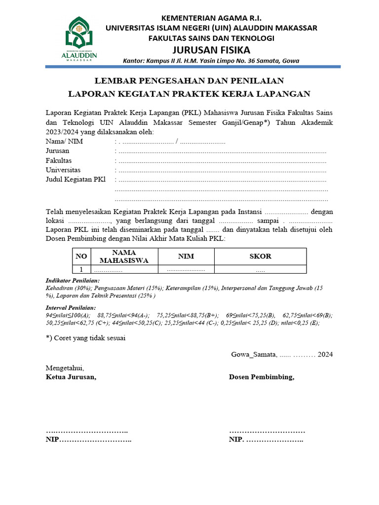 2 - Lembar Pengesahan Dan Penilaian Tim PKL | PDF