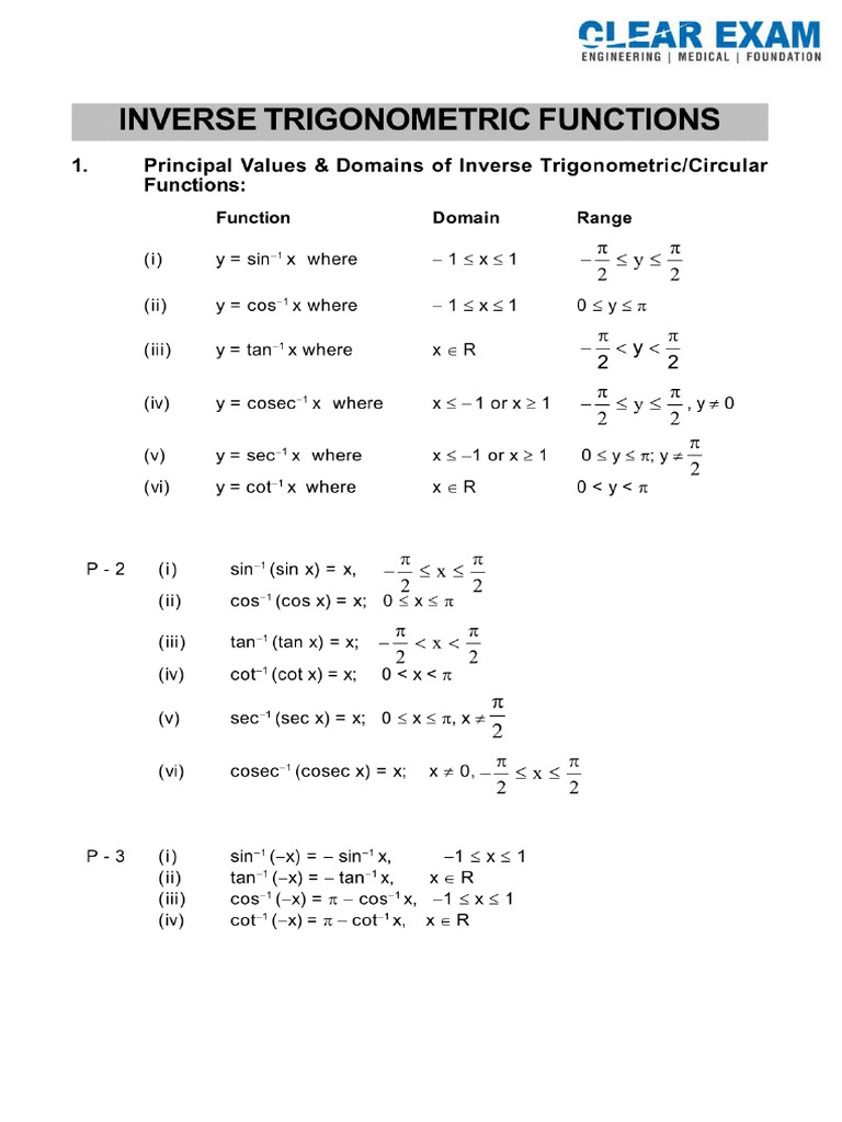 Inverse Trigonometric Functions | PDF
