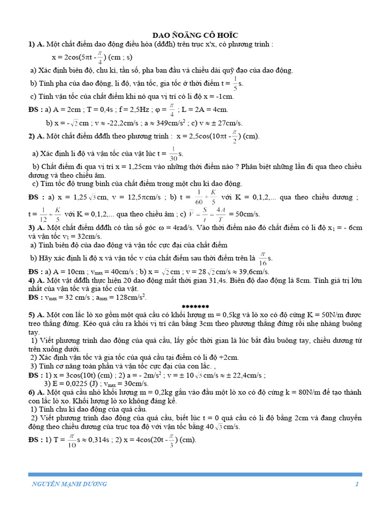 Bai Tap Dao Dong Dieu Hoa - Thuvienvatly.com - Fa2f4.28618 | PDF