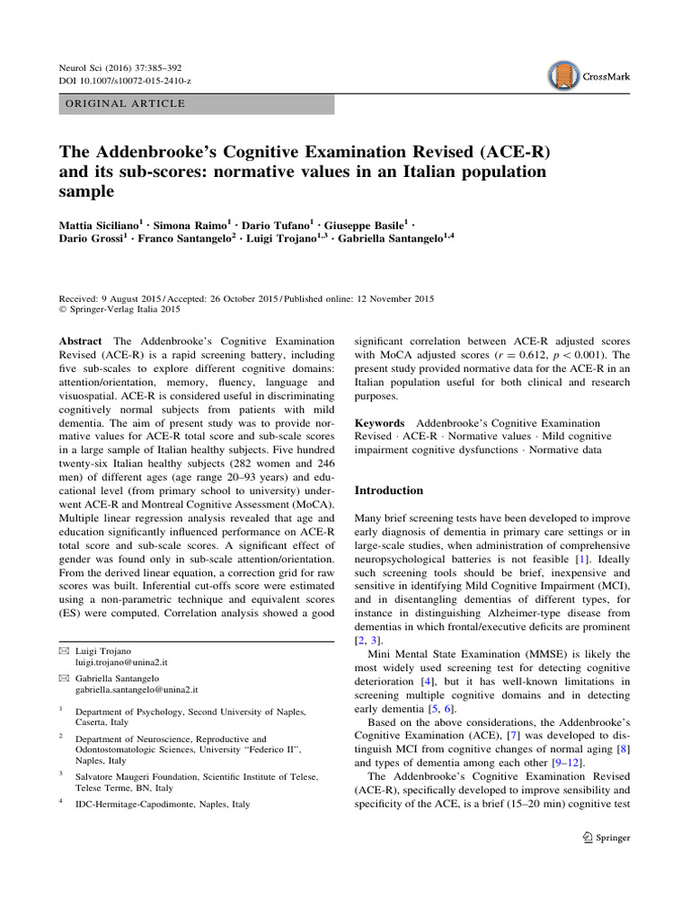 Ace-R 2016 | PDF | Dementia