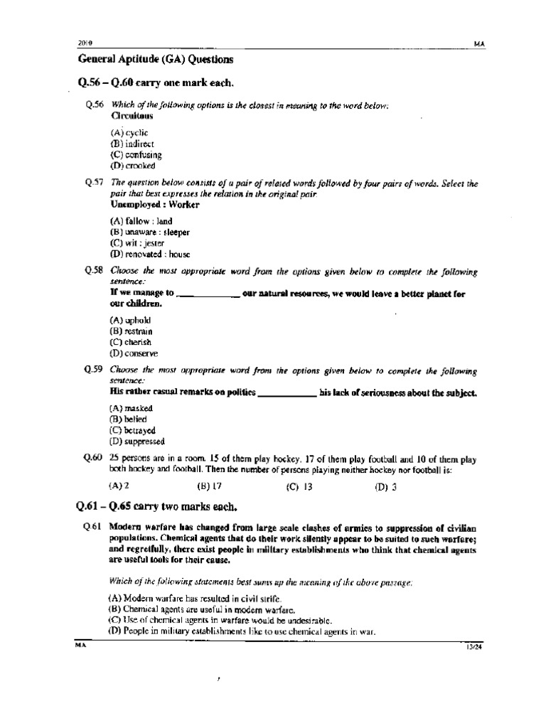 Aptitude Gate 11 | PDF