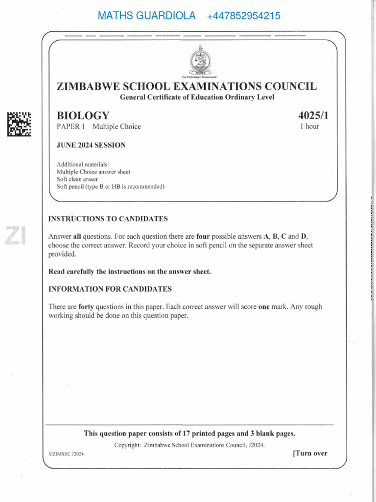 Biology P1 June 2024 - 240704 - 201502 | PDF | Breathing | Plant Nutrition