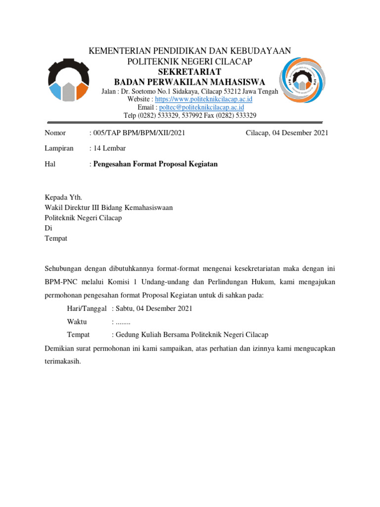 Format Proposal Kegiatan Ormawa | PDF