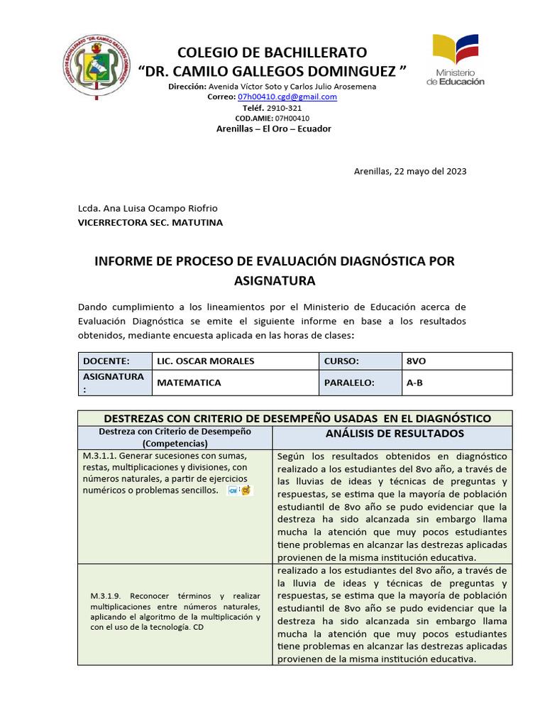 Formato de Informe Diagnostico | PDF