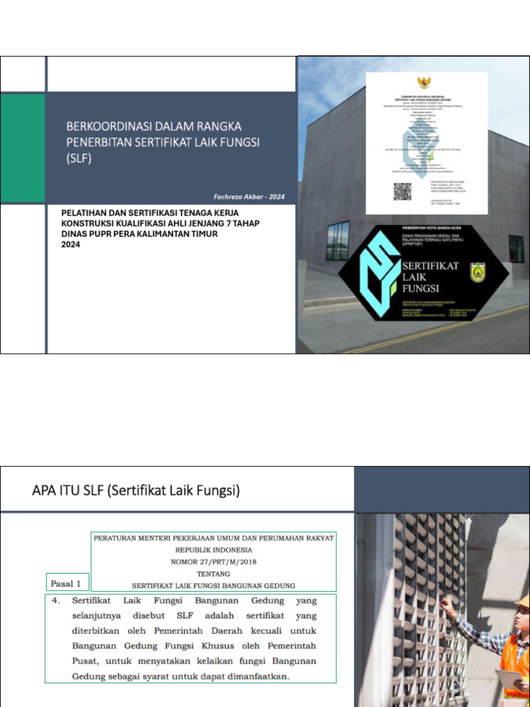 PELATIHAN MANKON JENJANG 7 - Berkoordinasi Dalam Rangka Penerbitan SLF | PDF